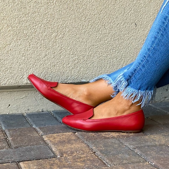 Nordstrom | Shoes | Red Genuine Napa Leather Pointed Toe Penny Loafer ...